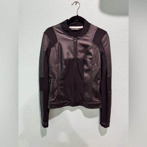 blanc noir | Jackets & Coats | Blanc Noir Run Black Faux Leather Mesh Reflective Bomber Moto ...